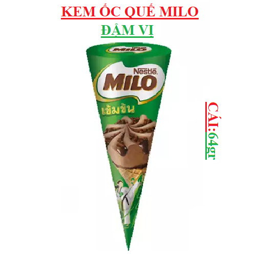 Kem ốc quế đậm vị milo cái 64gr | Azmart.vn