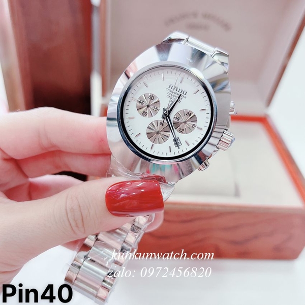 Đồng Hồ Nam Rado Chronograph 6 Kim Bạc Mặt Trắng 40mm KUNKUN WATCH