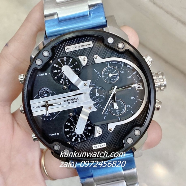 Đồng Hồ Nam Diesel DZ7313 Bạc Mặt Đen Chronograph 4 Múi Giờ Quartz Size ...