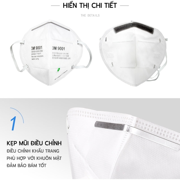 Khẩu trang chống bụi và kháng khuẩn đạt chuẩn KN90 3M 9001A - Tốc độ 247