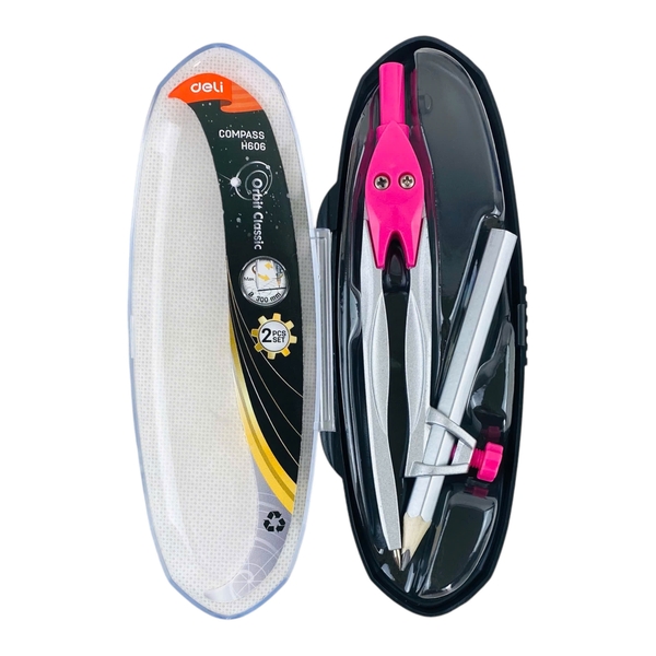 Compa Deli H606 chì gỗ, compa chì kim, compa, văn phòng phẩm