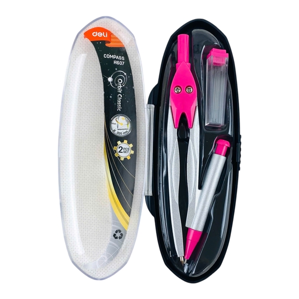 Compa Deli H607 chì bấm, compa chì kim, compa, văn phòng phẩm