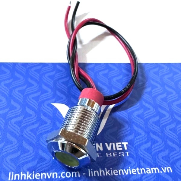 Đèn tủ điện 8mm ADP8 12-24V màu vàng / Đèn led vỏ kim loại XD8 / S1H14 ...