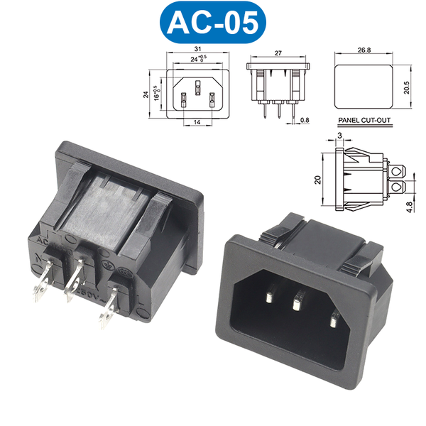 Đầu giắc nguồn AC-05 250V / chân hàn / B1H9 B1H10 | Công ty cổ phần ...