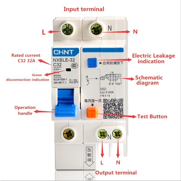 Át chống rò NXBLE-32 32A 1P+N / chính hãng Chint / Aptomat chống giật RCBO C32 | Công ty cổ phần ...