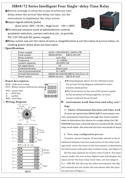 Bộ đếm sản phẩm HB48-II có trễ thời gian / chính hãng HBKJ / counter timer đếm, đo tốc độ, tần ...