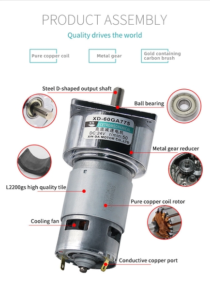 Động cơ giảm tốc DC 24V 35W XD-60GA775 30RPM - C2H12 C3H12 | Công ty cổ ...