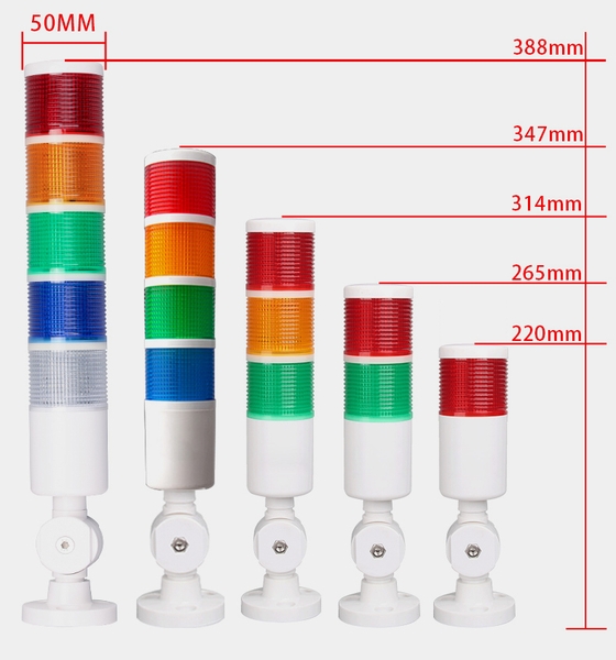 Đèn tháp 3 tầng LTE-T50Z-3S-J 220V có còi / Đèn còi cảnh báo, báo động ...