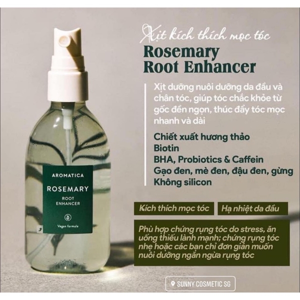 Xịt mọc tóc Aromatica rosemary root enhancer 100ml Kovi Beauty Center