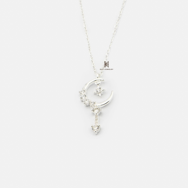 N CRESCENT MOON KEY TRIPLE TINY GEM STAR GEM