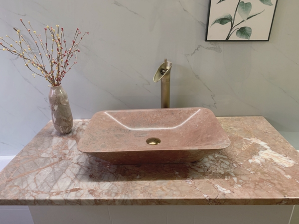 NATURAL STONE BATHROOM BASIN - PINK MARBLE -BST54 VIETNAM STONE IMPORT ...