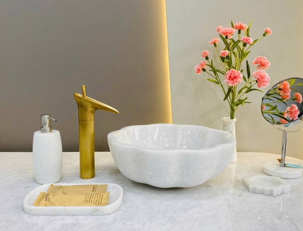NATURAL STONE BATHROOM BASIN - CRYSTAL WHITE FLOWER VIETNAM STONE ...