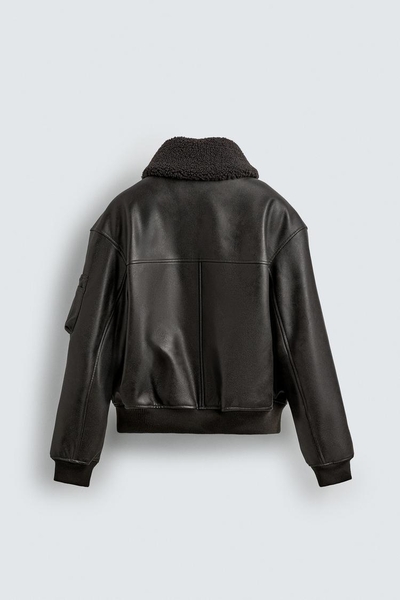 AK2680 - Z.RA REMOVABLE COLLAR FAUX LEATHER JACKET