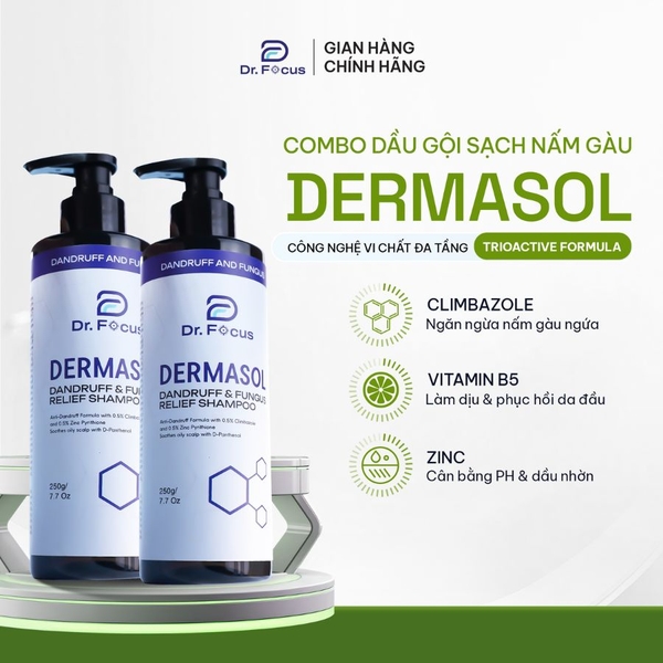 Dầu gội sạch gàu nấm Dermasol, dầu gội dược liệu giảm ngứa da đầu, viêm ...
