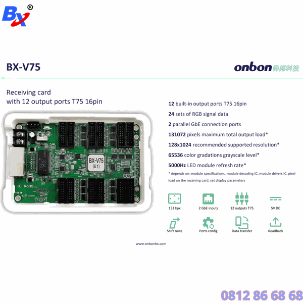 Card thu BX V75 (Received card) giao diện 12P HUB 75E GKGD Việt Nam