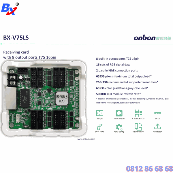 Card Thu BX Onbon V75LS (Received card) 8P HUB75E GKGD Việt Nam