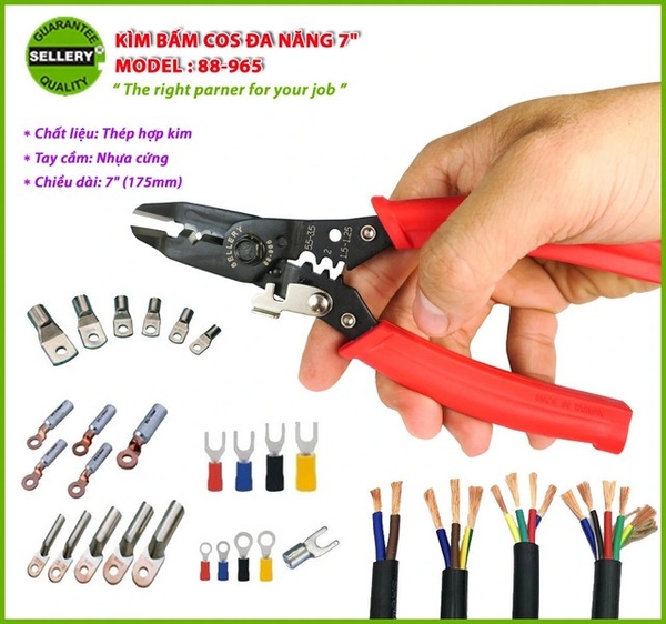 Kìm Đa Năng Sellery 88-965 – Bấm Cos, Tuốt Dây, Cắt Tiện Lợi