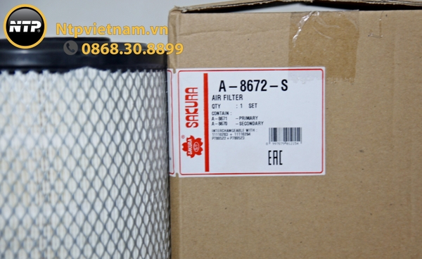 Lọc gió A-8672-S SAKURA | Thiết bị phụ tùng máy công trình NTP