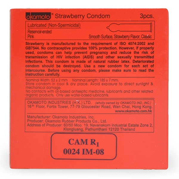 Bao Cao Su Okamoto Skinless Skin Strawberry Hương Dâu Hộp 3 Cái ...
