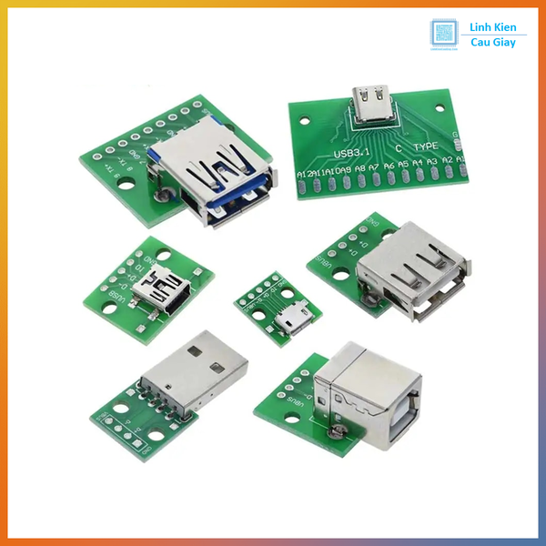 PCB chuyển đổi USB-A, USB-B, Micro USB, Mini USB, Type-C ra chân cắm 2 ...