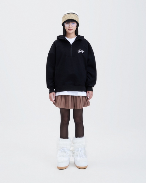 HALF ZIP HOODIE - BLACK