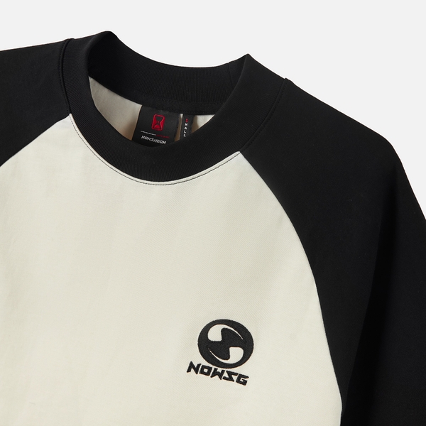 BOXY RAGLAN TEE - CREAM/BLACK