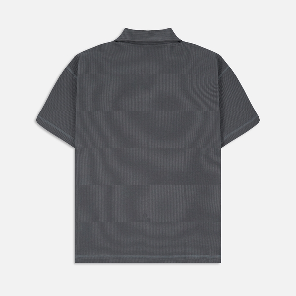 WAFFLE POLO SHIRTS - GREY