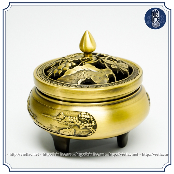 Lư hương đỉnh đồng hoa sen VIỆT LẠC