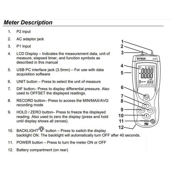 Máy đo áp suất chênh lệch Extech HD700 (±2psi) | HomeCenterVN.com ...