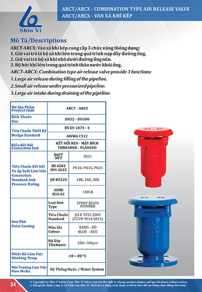 VAN XẢ KHÍ KÉP MẶT BÍCH SHINYI (DN50-DN300) | HomeCenterVN.com - Tổng kho đồ dùng thiết bị trong ...