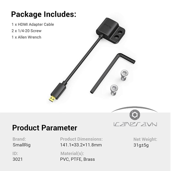 SmallRig 3021 - Micro HDMI ra HDMD ( D to A) hàng chính hãng