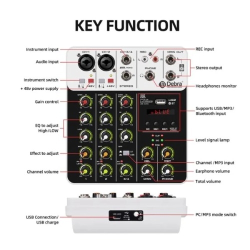 Mixer liền Sound Card thu âm karaoke Debra V4