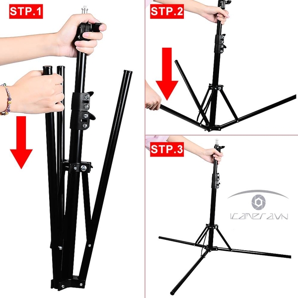 Chân đèn light stand 2m gấp ngược giá rẻ tại Hà Nội