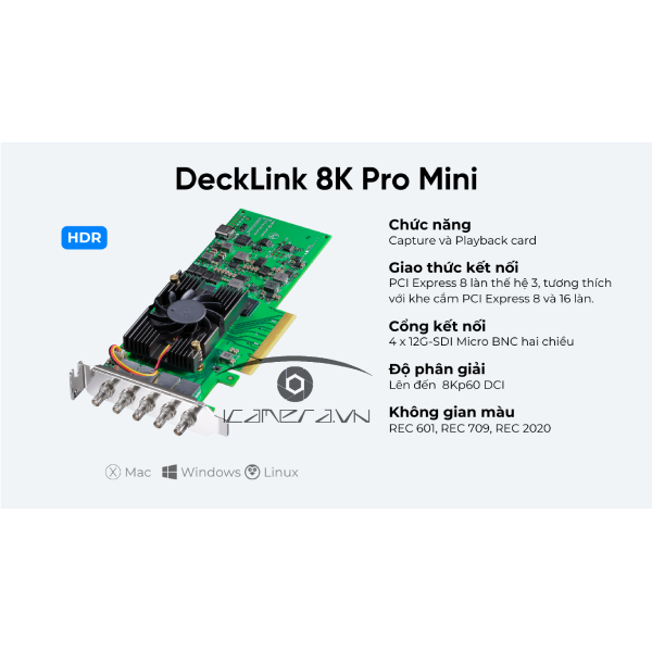BlackMagic DeckLink 8K Pro Mini - độ phân giải từ SD, DCI 4K (4096 x 2160)