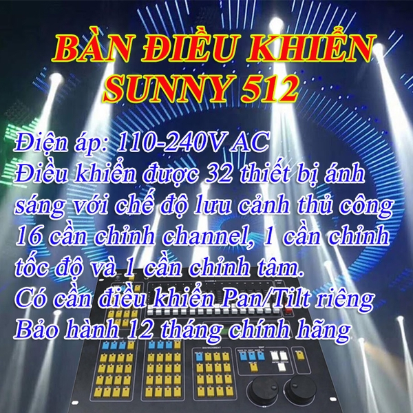 Bàn điều Khiển Sunny 512 Giá Rẻ Bảo Hành Chính Hãng Ánh Sáng Sân Khấu Qns