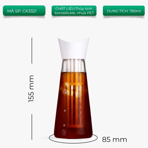 Bình thủy tinh pha cà phê cold brew ngâm lạnh detox trà Cafede Kona ...