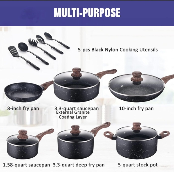 Bộ nồi , chảo 16 món hãng Allgetc ( hàng Amazon Mỹ ) dùng cho mọi loại ...