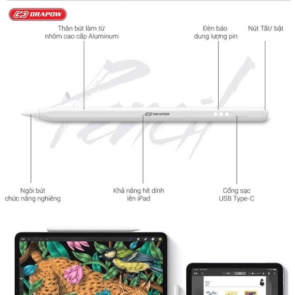 Bút cảm ứng Pencil Pro hãng Drapow PEN2 Bewise Shop