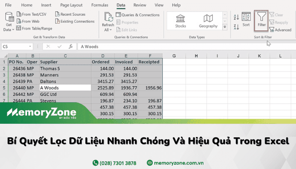 Tham khảo cách lọc dữ liệu trong Excel vỏn vẹn 5 phút