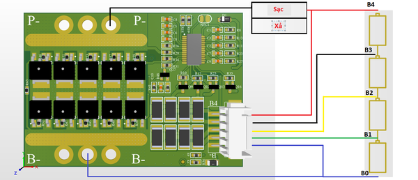 Mạch BMS 3S 4S 50A pin 3.7V (10 FET Ver 03) sạc xả quản lí cell pin ...