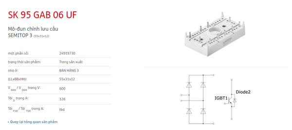 SK 95 GAB 06 UF Mô-đun chỉnh lưu cầu SEMITOP 3 (55x31x12) mới | Cửa ...