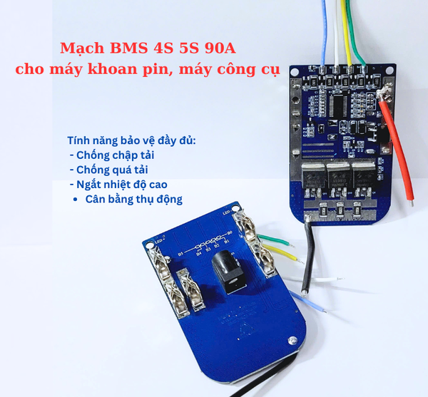 Mạch BMS 3S 4S 5S 90A có cân bằng, chân makita cho máy khoan pin, máy ...