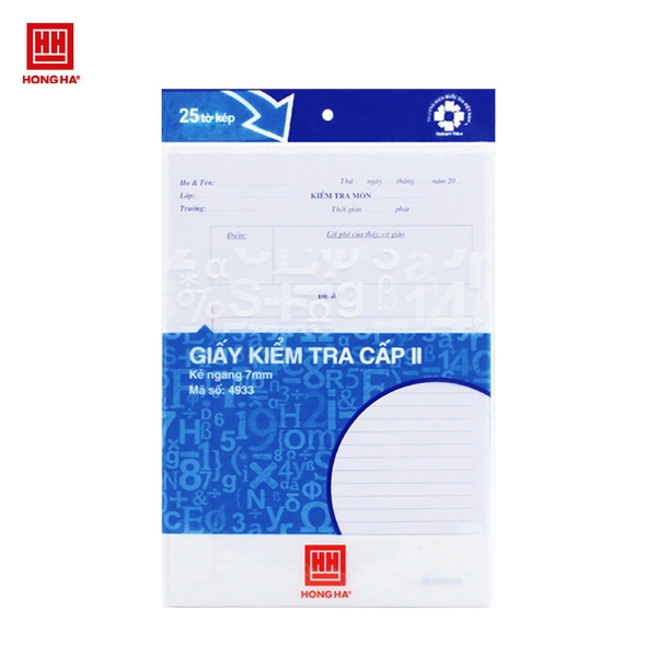 Giấy kiểm tra kẻ ngang dành cho học sinh cấp 2 & cấp 3 - 4933