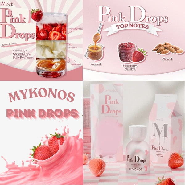 Mykonos Pink Drops, ly sữa dâu thời thơ ấu. BLANC