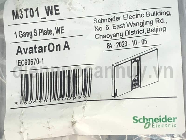 Mặt hạt công tắc chữ nhật AvatarOn A M3T01_WE Schneider | Điện, Nước ...
