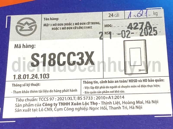 Mặt hạt công tắc vuông Sino S18CC3X 3 thiết bị | Điện, Nước, Kim Khí ...