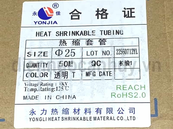 Ống ghen co nhiệt mầu trong suốt F25 | Điện, Nước, Kim Khí, Điện Lạnh ...