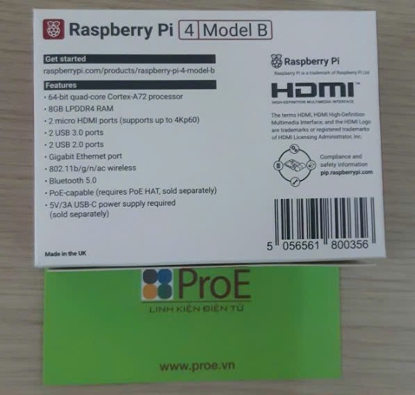 Raspberry Pi 4 Model B 8GB RAM | Điện tử ProE