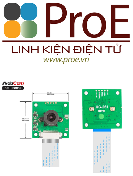 Arducam 5MP OV5647 Camera Module with M12 Lens | Điện tử ProE