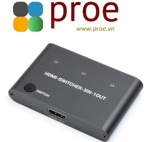 HDMI 4K Switcher, 3 In 1 Out, One-Click Switch | Điện tử ProE